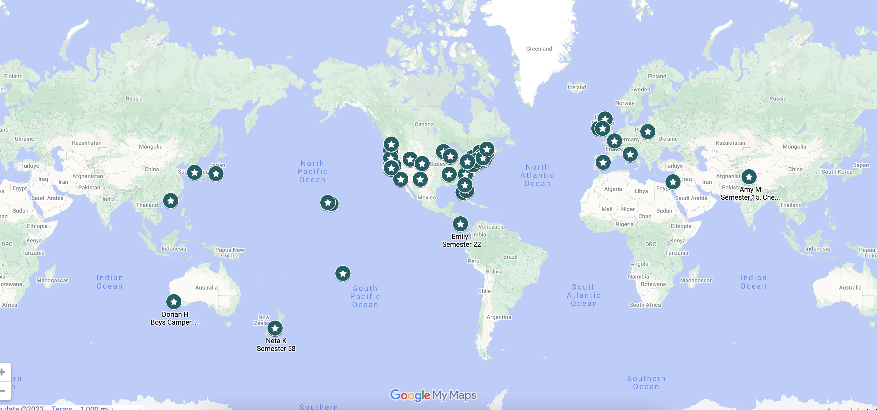 2023 Alumni Map - Chewonki